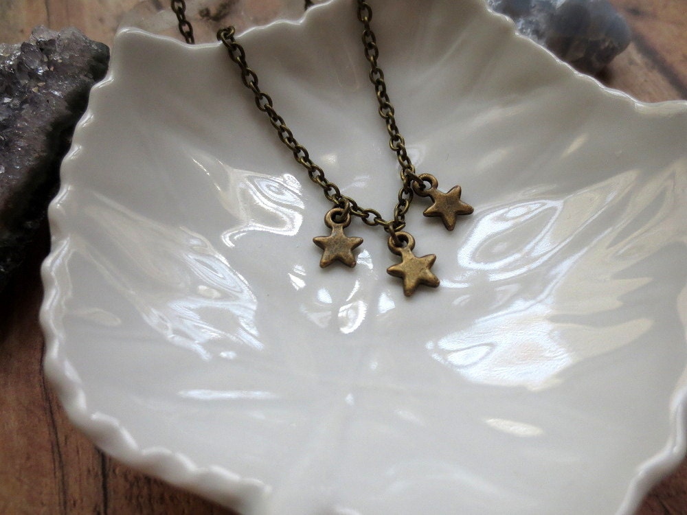 Tiny Star Necklace Celestial Star Trio Necklace Small by StarLoved
