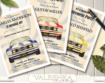 Classic car invite | Etsy
