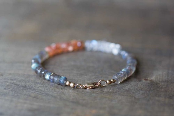 Labradorite Rainbow Moonstone & Sunstone Bracelet