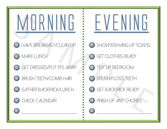 Customized Morning/Evening Checklist by DunnWithThree on Etsy