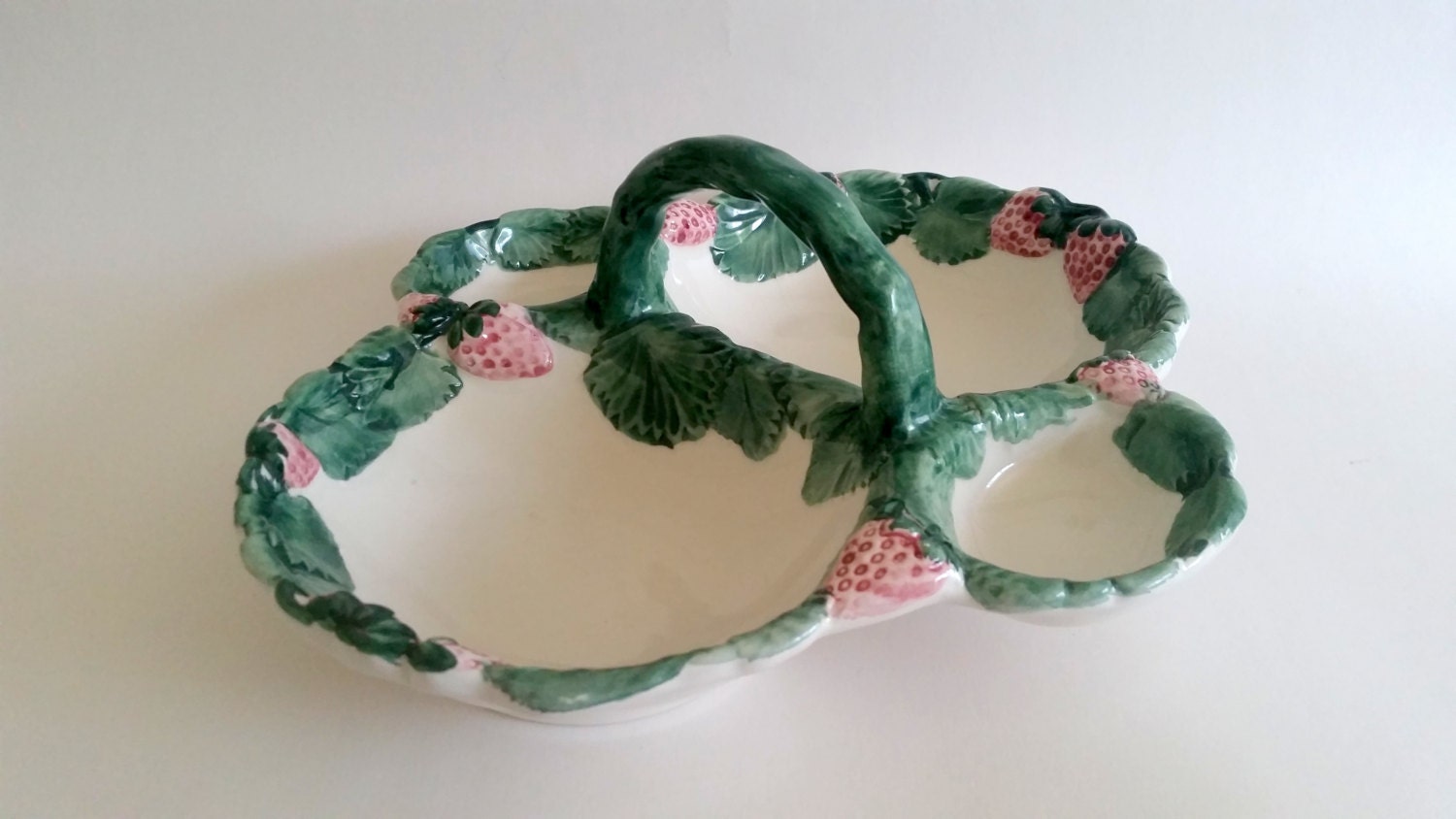 Vintage Pizzato Ceramic Basket Tray / Strawberry Snack Tray / Sectional ...