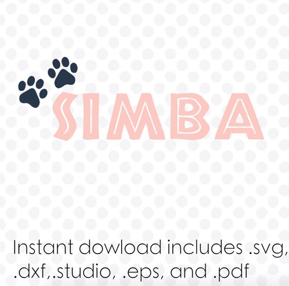 Simba font svg file alphabet instant download zipped .dxf