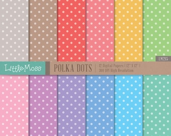 Pastel Polka Dots Digital Background Paper in Soft Pastel