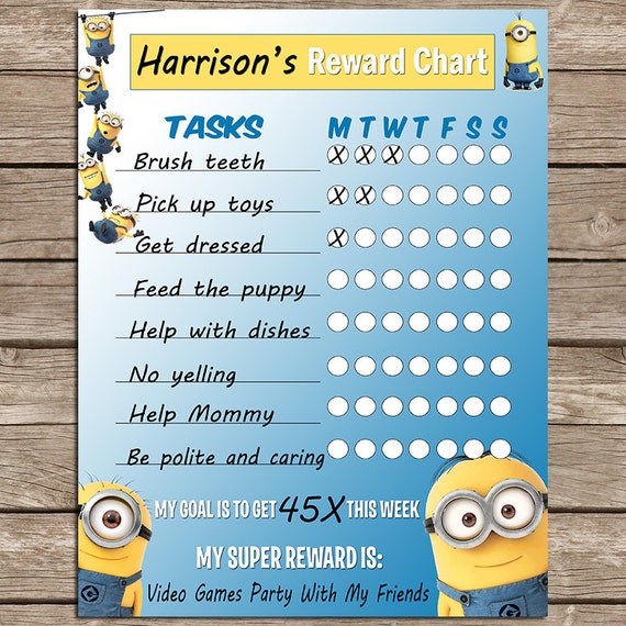 Minion Reward Chart-Minions-Behaviour/Chore by PoppyPartyPrint