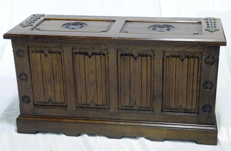 Turn of the Century, Antique Solid Oak French Gothic Trunk #1914 ...