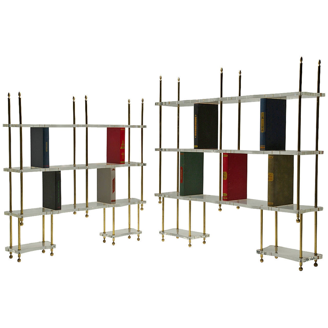 Pair of Perspex and Brass Bookcases – Haute Juice