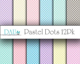 Pastel Polka Dots Digital Background Paper in Soft Pastel