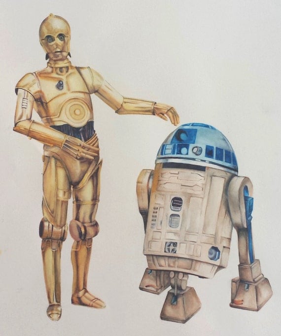 Items similar to Star Wars Painting - cp30 r2d2 - ORIGINAL on Etsy