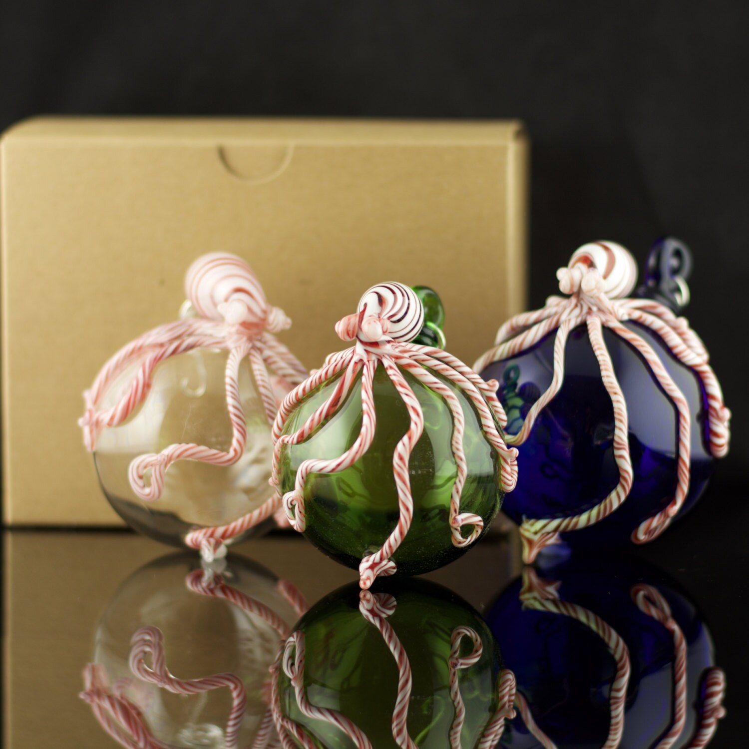 Octopus Ornament Hand Blown Glass in You Choose by FullBlownGlass