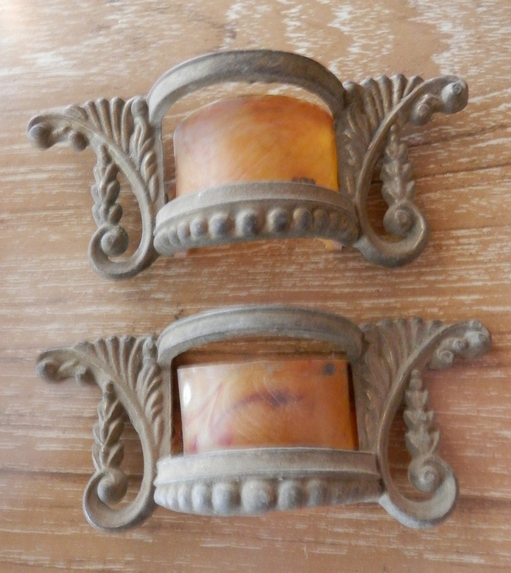 vintage waterfall era drawer pull with celloid insert 2