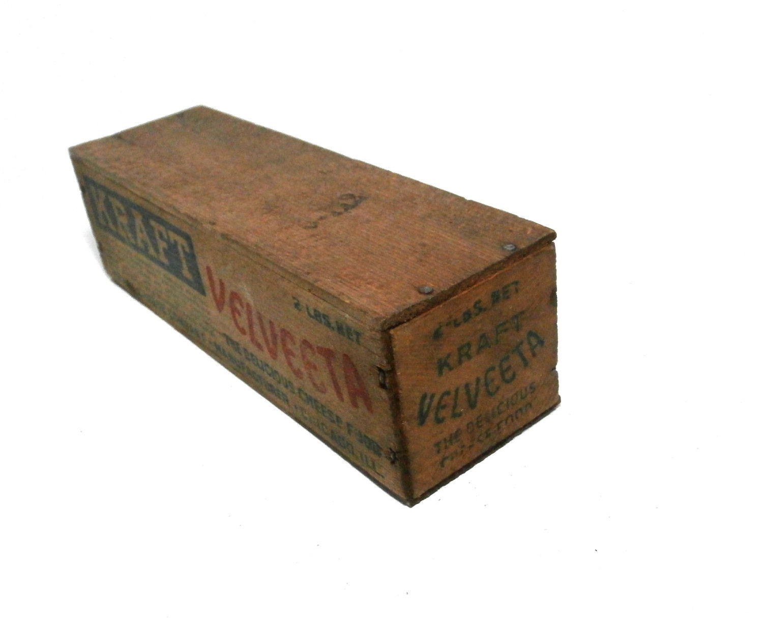 Vintage Two Pound Size Wood Cheese Box Kraft Velveeta The Delicious ...
