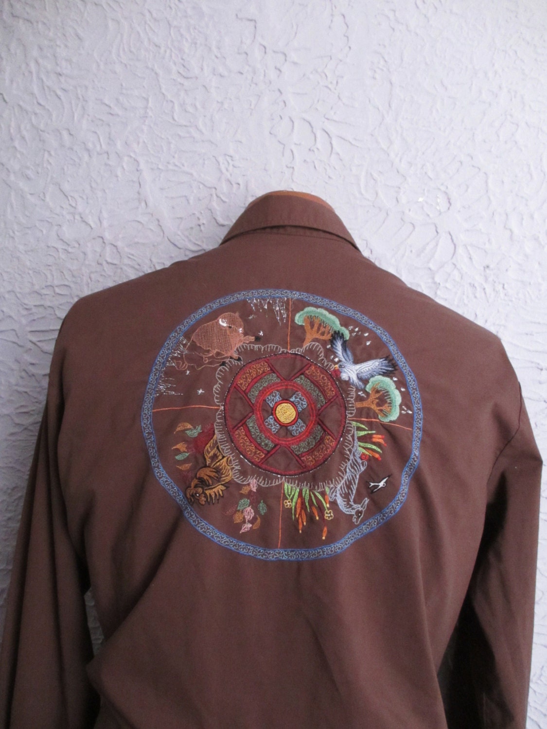 70's Vintage Men's Hippie Western Mandala Embroidered