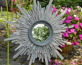 Wood sunburst mirror | Etsy