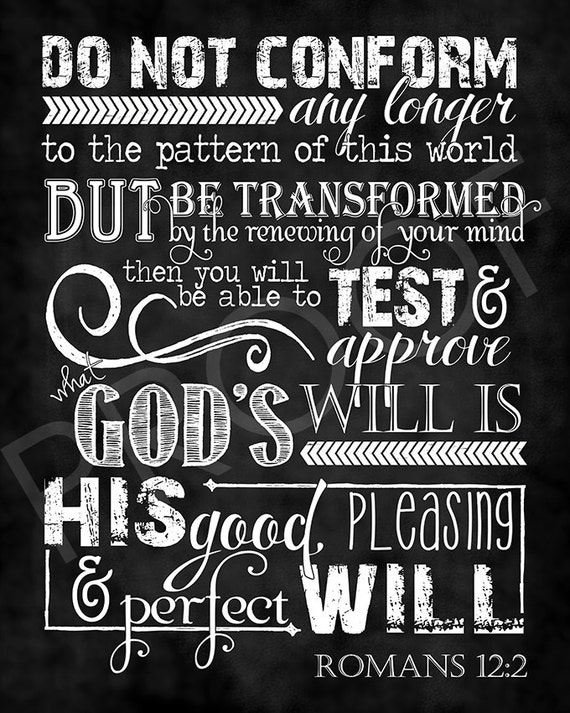 Scripture Art Romans 12:2 Chalkboard Style