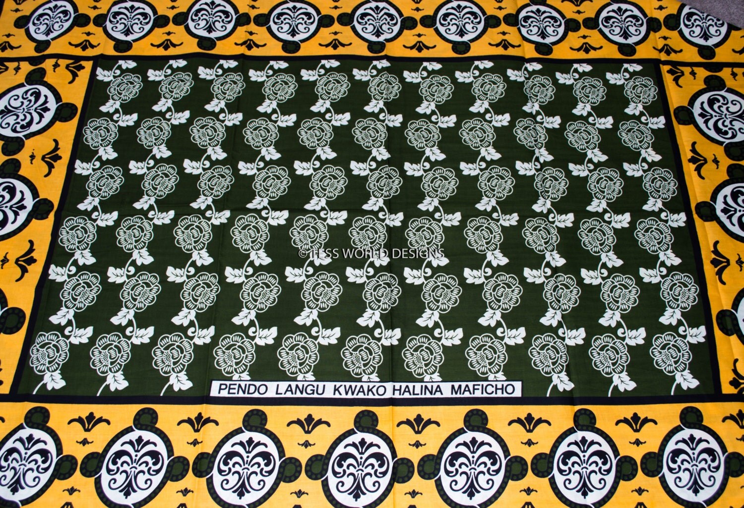 Kenyan Kanga fabric/ African Fabric/ African by TessWorldDesigns