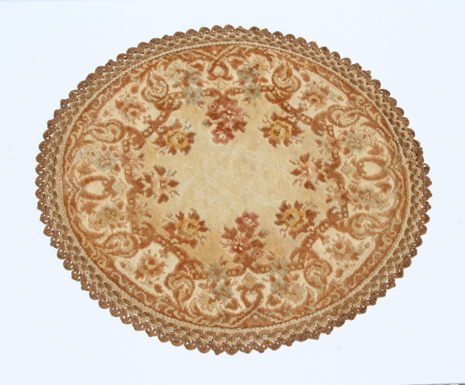 Vintage Velvet Brocade Doily Velvet Tapestry 13.5 Inches Floral ...