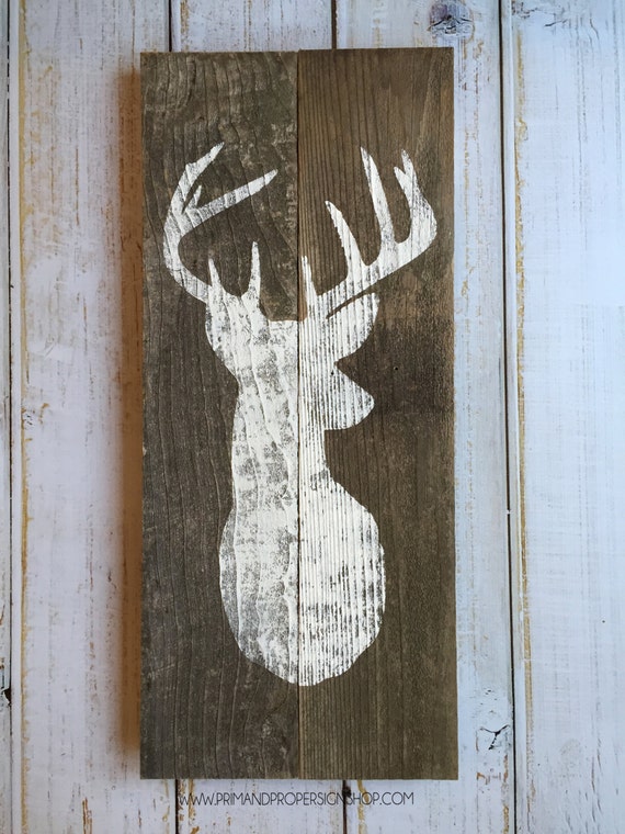 Rustic Deer Silhouette Sign Hand Painted Sign