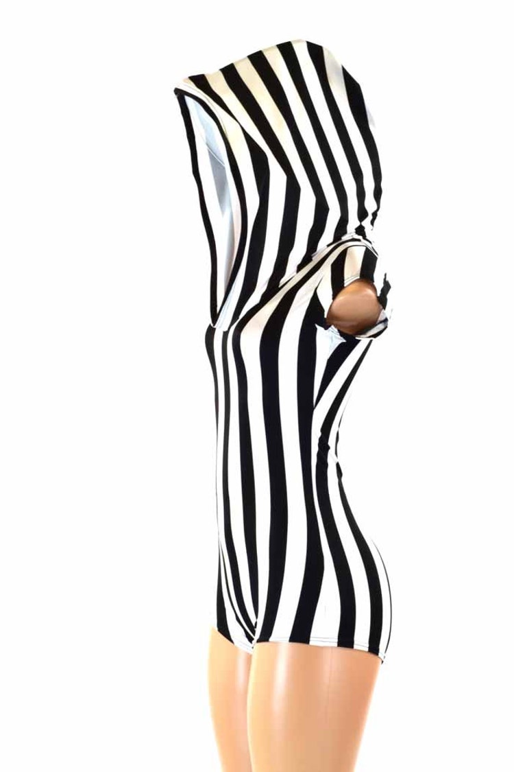 Black & White Stripe Referee Print Cap Sleeve by CoquetryClothing