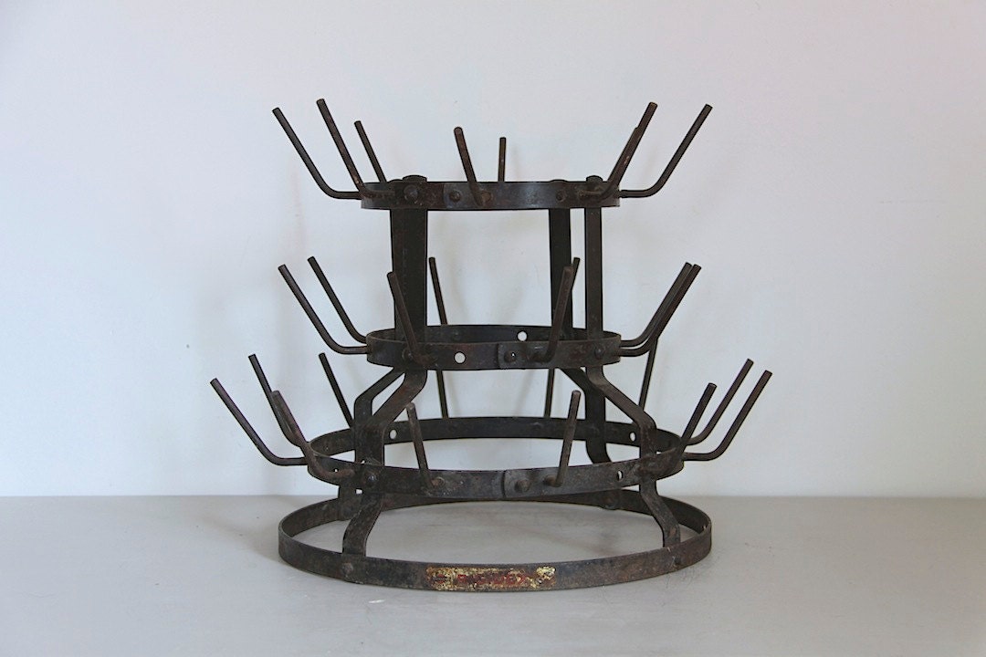 French Vintage Bottle Drying Rack Loft Decor Industrial – Haute Juice