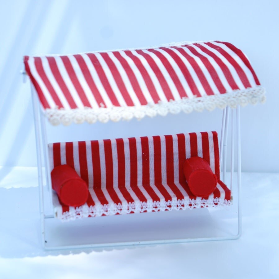 Vintage Doll House Garden Swing With Canopy and Bolsters / Miniature ...