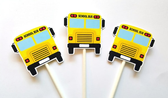School Bus Cupcake Toppers by CraftyCue.com | Catch My Party