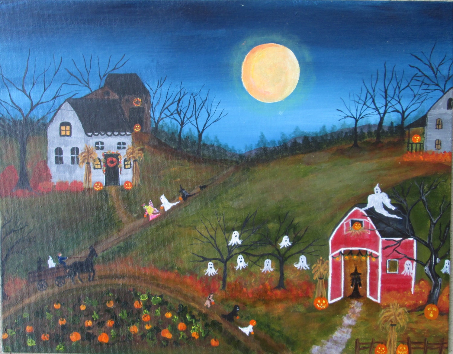 Halloween painting TRICK or Treat folk art painting