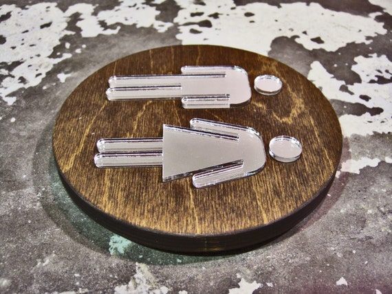 Unisex Mirror Restroom Bathroom Sign WC Signage 6