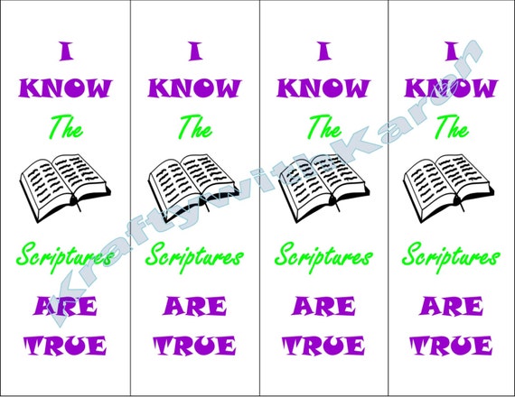 LDS Primary Theme 2016 I Know the Scriptures are True bookmark
