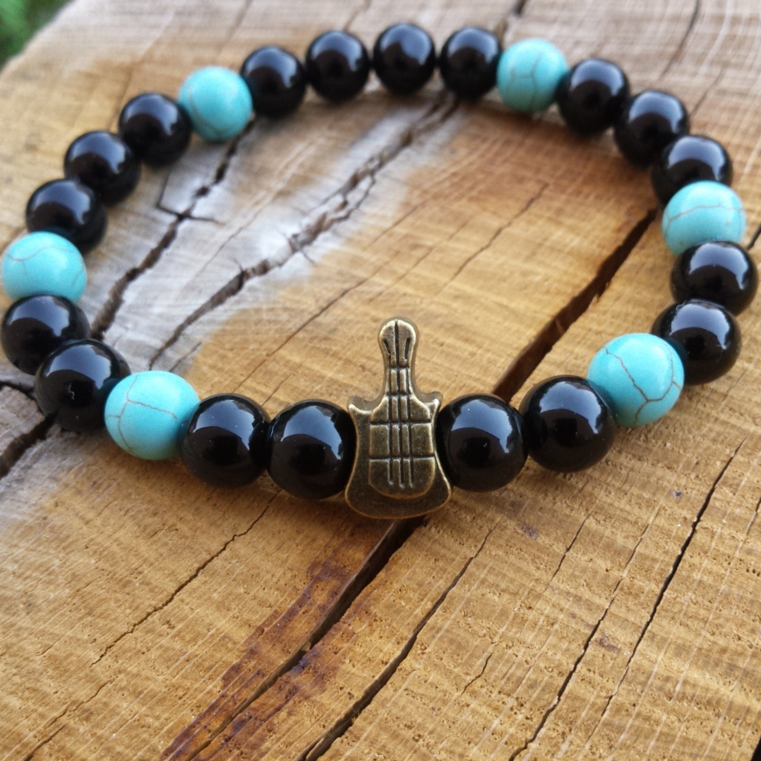 Guitar Bracelet Mens Music Themed Bracelet Men by BohemianChicbead