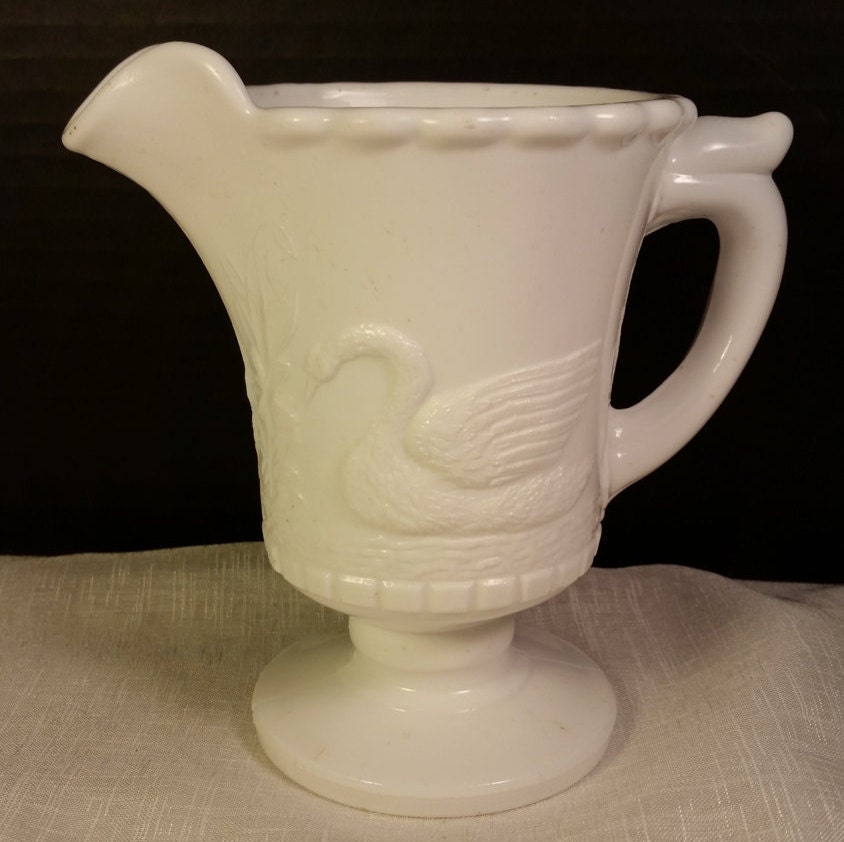 Atterbury Swan Milk Glass Creamer Vintage by ShellysSelectSalvage