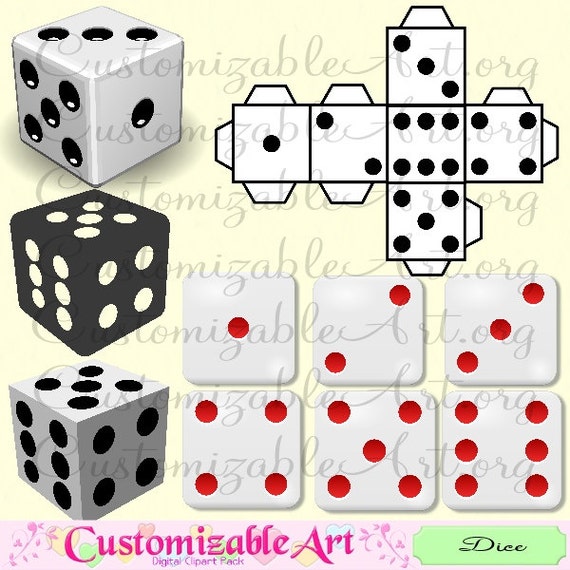 Dice Clipart Digital Dice Clip Art Black White by CustomizableArt