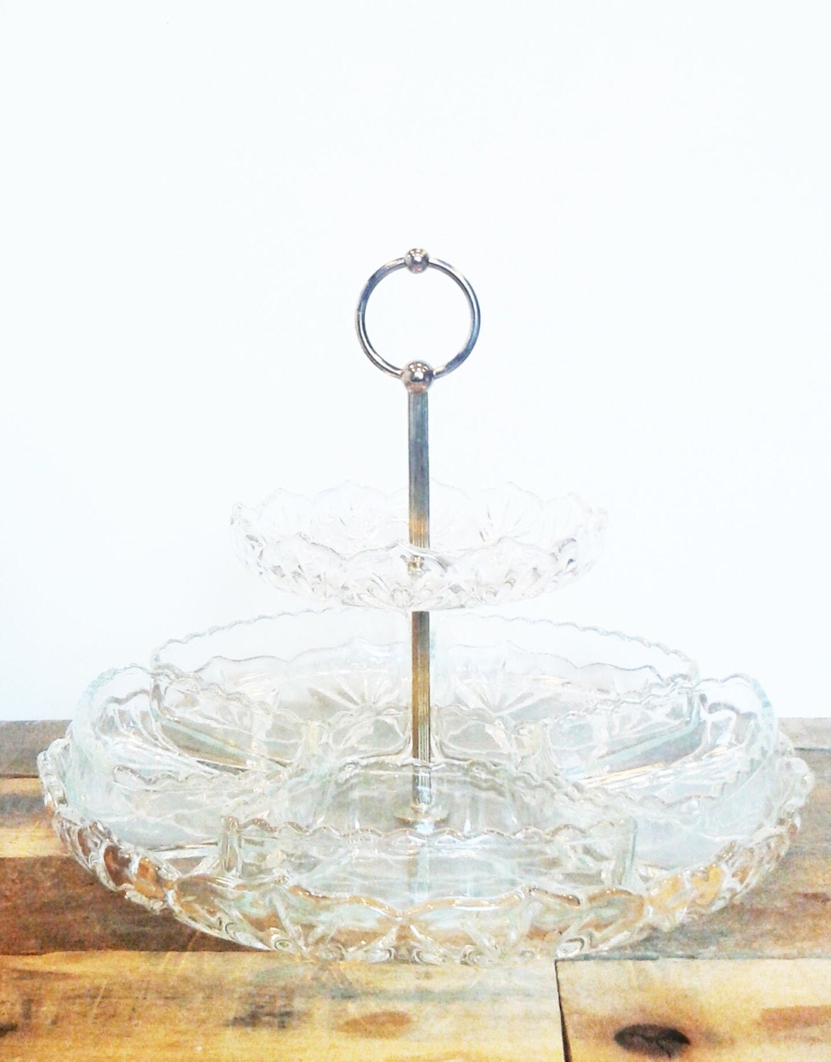 Vintage 2-Tiered Crystal Tidbit Tray. perfect for a wedding, Halloween ...