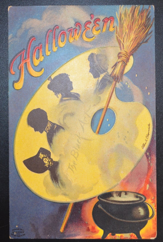 Halloween Postcard Ellen Clapsaddle Artist Signed Black Arts