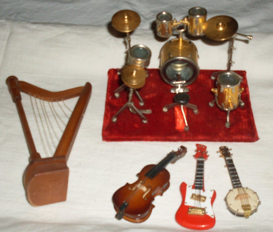 Doll House 1:12 Scale Miniature Musical Instruments Metal drums ...