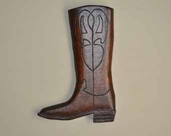 Carved wood boot | Etsy