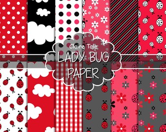 Lady Bug digital paper comes in Red Black White and Green.