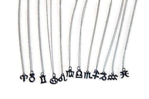Sterling Silver Zodiac Necklace Astrology by PurpleCatShop on Etsy