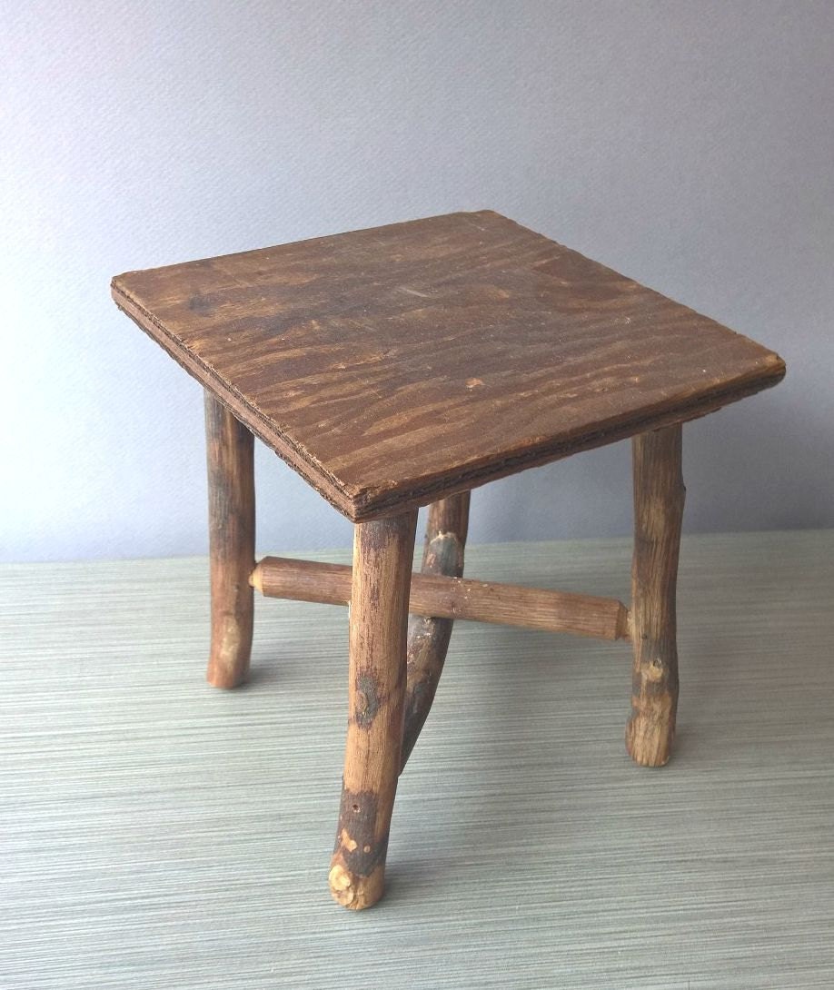 Vintage Hand-Made Wooden Stand Mini Wood Table Primitive Farmhouse ...