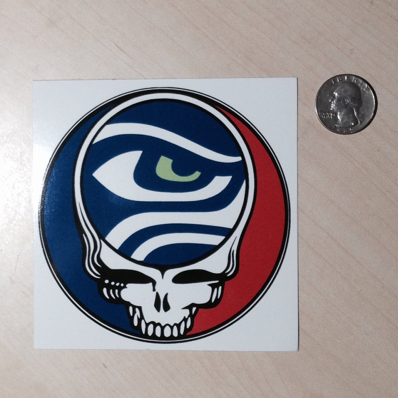 Custrom Printed Grateful Dead Stealie Seahawks Sticker.