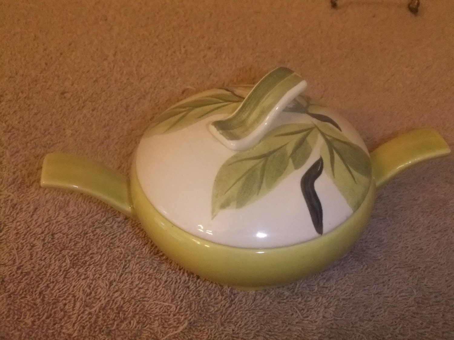 Red Wing Pottery Sugar Bowl with Lid Magnolia Chartreuse Hand Painted ...