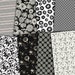 Black and White Digital Paper Pack floral background