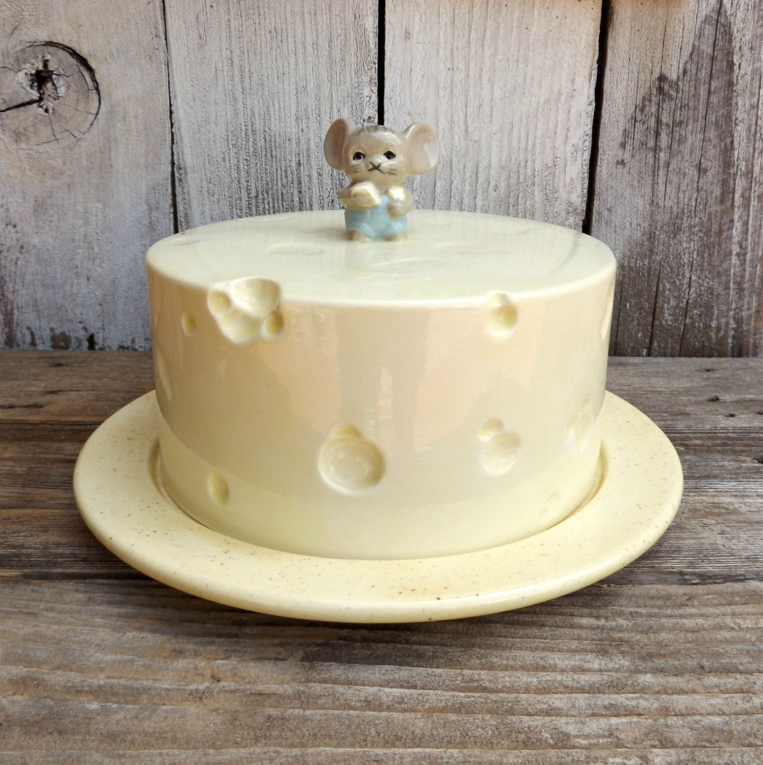 Whimsical Mouse Topped Cheese Saver, Vintage Covered Cheese Server ...