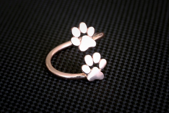 Adjustable Spiral Paw Ring / Double Paw Ring / Silver, Gold Plated or ...