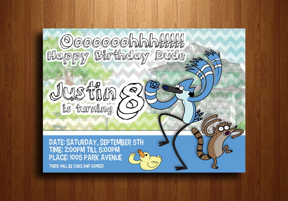 Regular Show Birthday Party Invitation Digital Printable