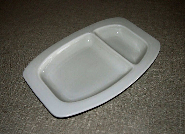 Vintage Epiag Springer plate, minimalistic white porcelain two part ...