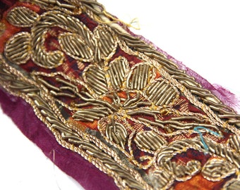 Sari Border Trim Gold Lame and Zari Work Floral by catfluff