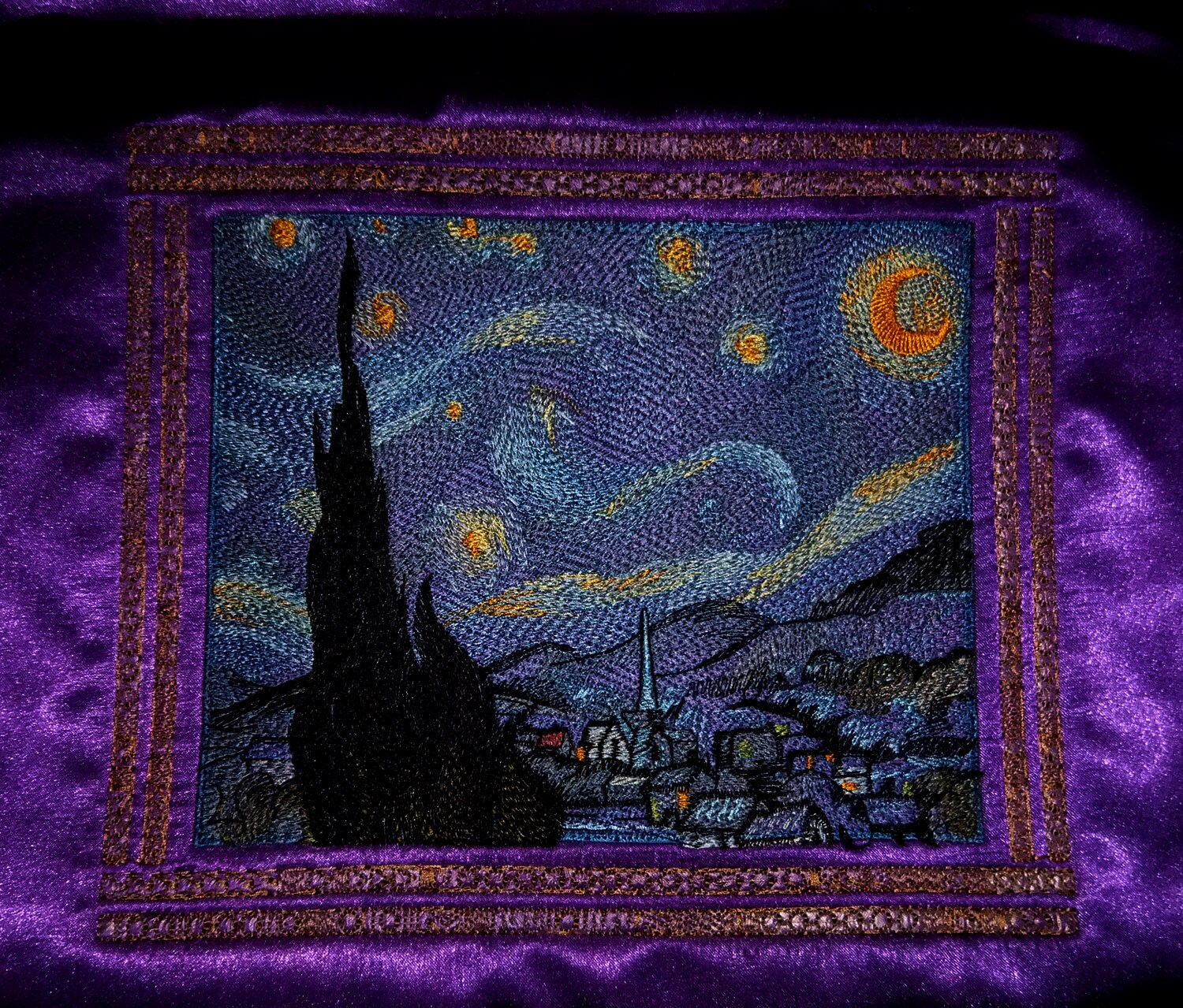 Starry Night Embroidered Tapestry embroidered wall by KathleenLH
