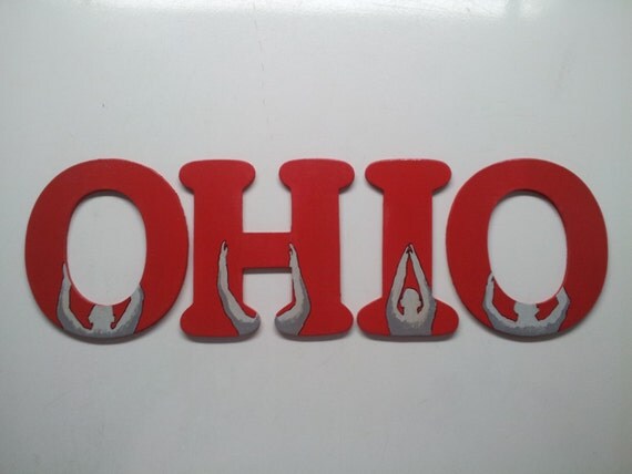 Items similar to Handpainted Wooden O.H.I.O People Ohio State Buckeyes ...