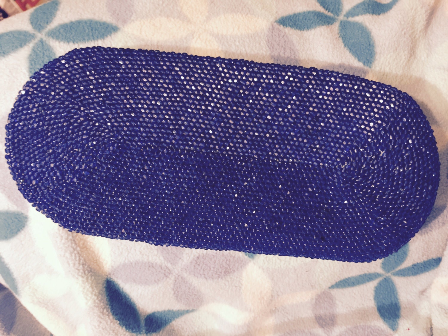 Blue beaded eyeglass case beaded on both sides/lined/ no flaws – Haute ...