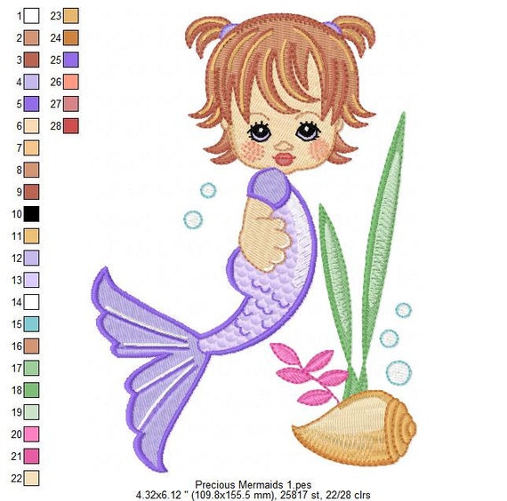 Mermaid Machine Embroidery Design Precious Mermaid 1